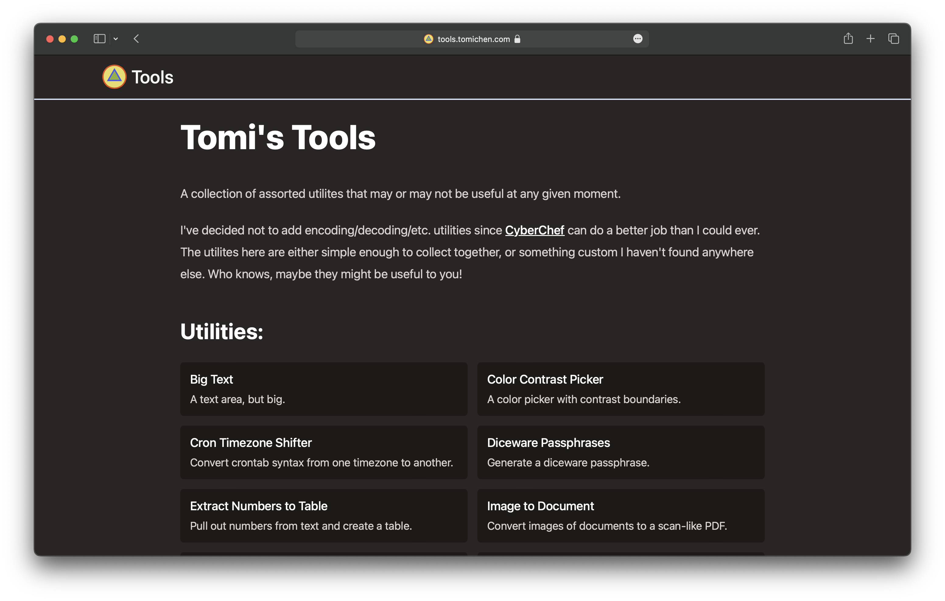Tools Site | Tomi Chen